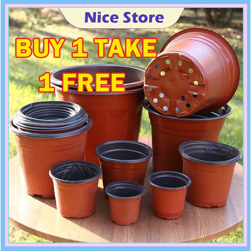 NICE BUY 1 TAKE 1 Plastic Flower Pot Seedlings Plant Nursery Pots ...