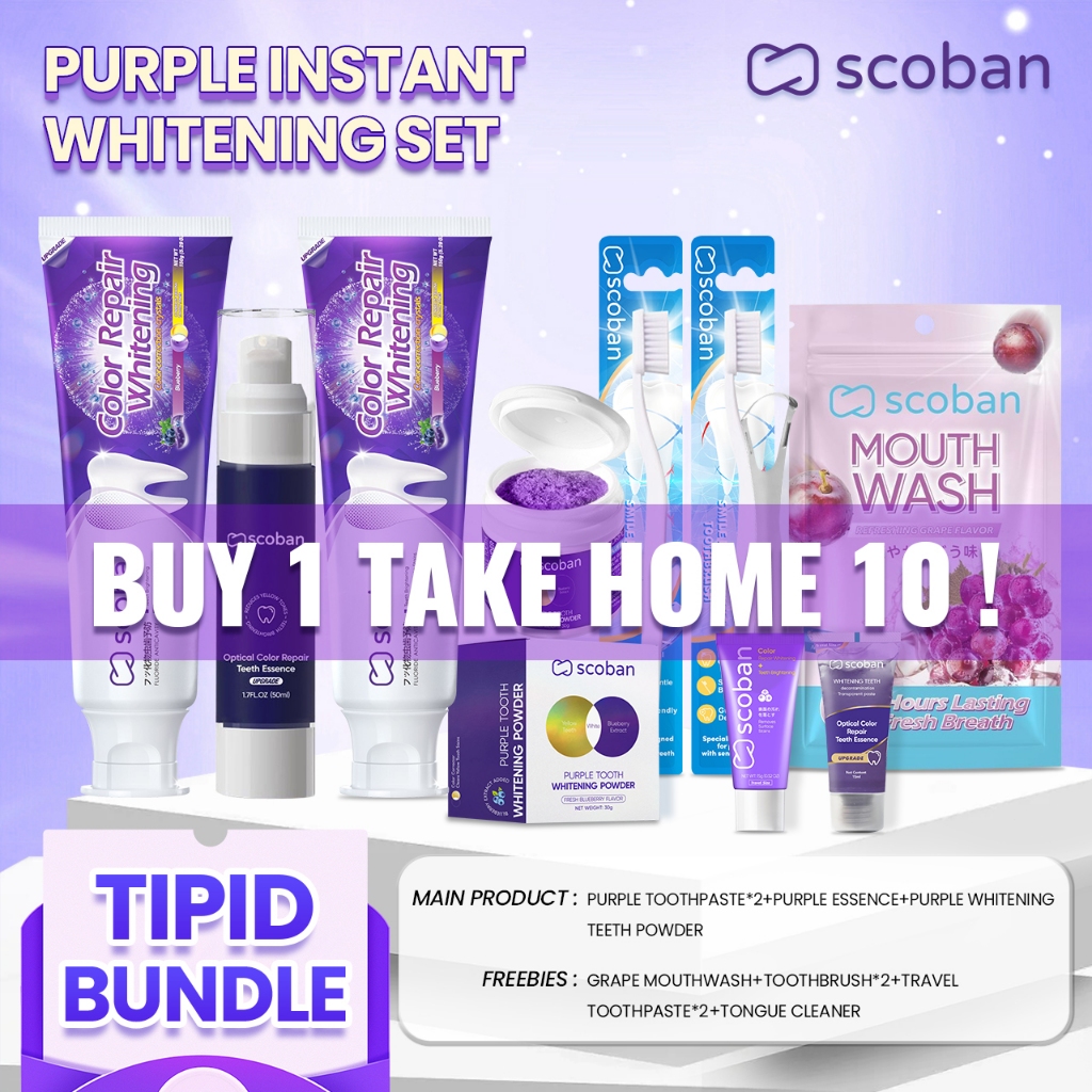 【Take Home 10Items】Scoban Purple Toothpaste Instant Whitening Teeth ...