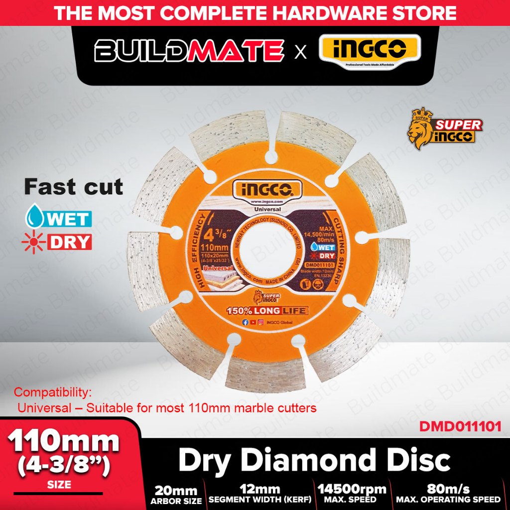 Buildmate x INGCO 110mm Diamond Cutting Disc Blade for Marble, Concrete ...