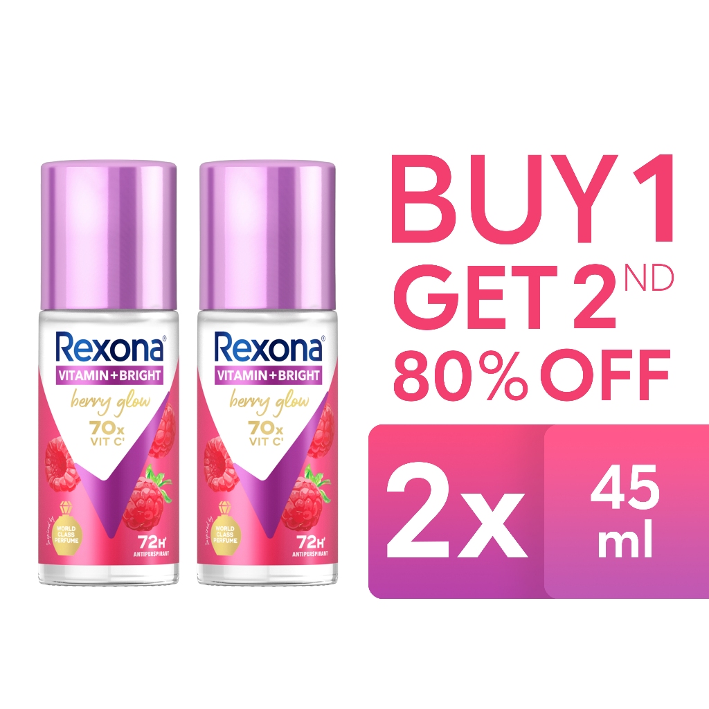 [BUY 1, GET 2ND 80% OFF] Rexona Vitamin + Bright Berry Glow Deodorant ...