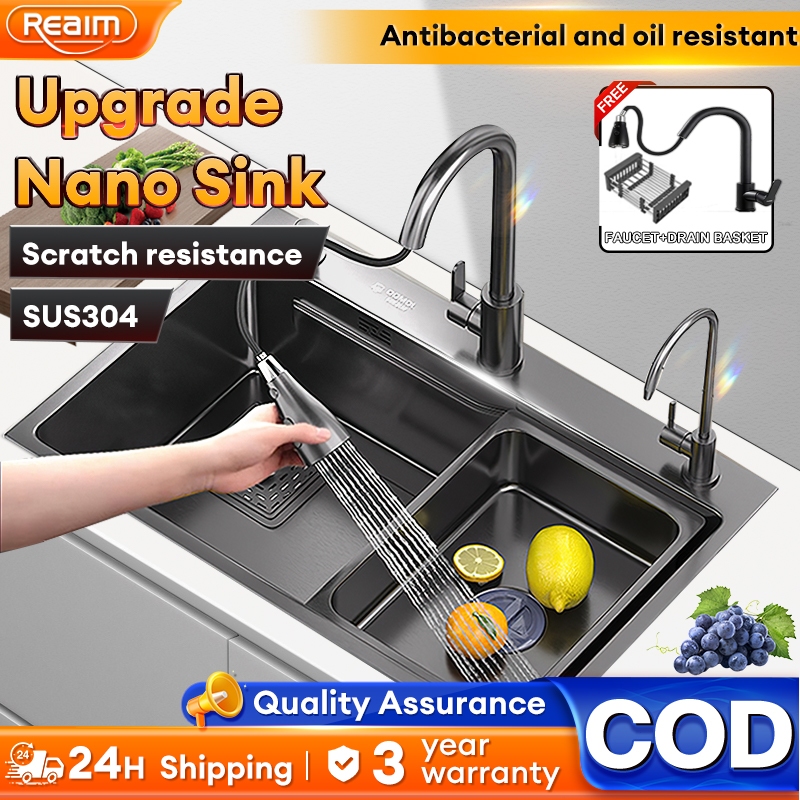 SUS 304 Kitchen Sink Thickness 3MM Single Double Black Sink Stainless ...