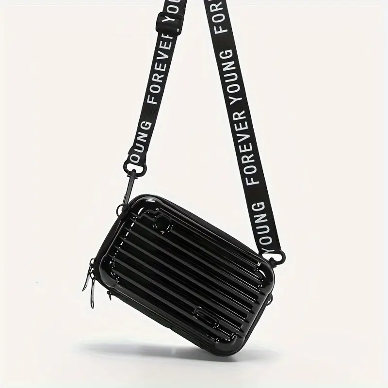 Mini Suitcase Crossbody Bag, Street Style PVC Hard Shell Handbag with ...
