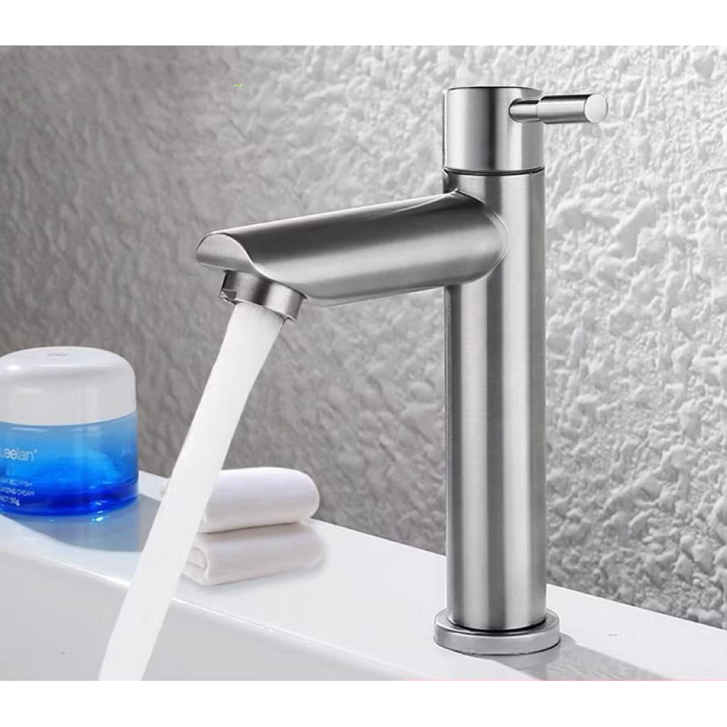 SUS304 Lavatory Faucet Bathroom For Faucet Sink Cold Water Tap 18cm ...