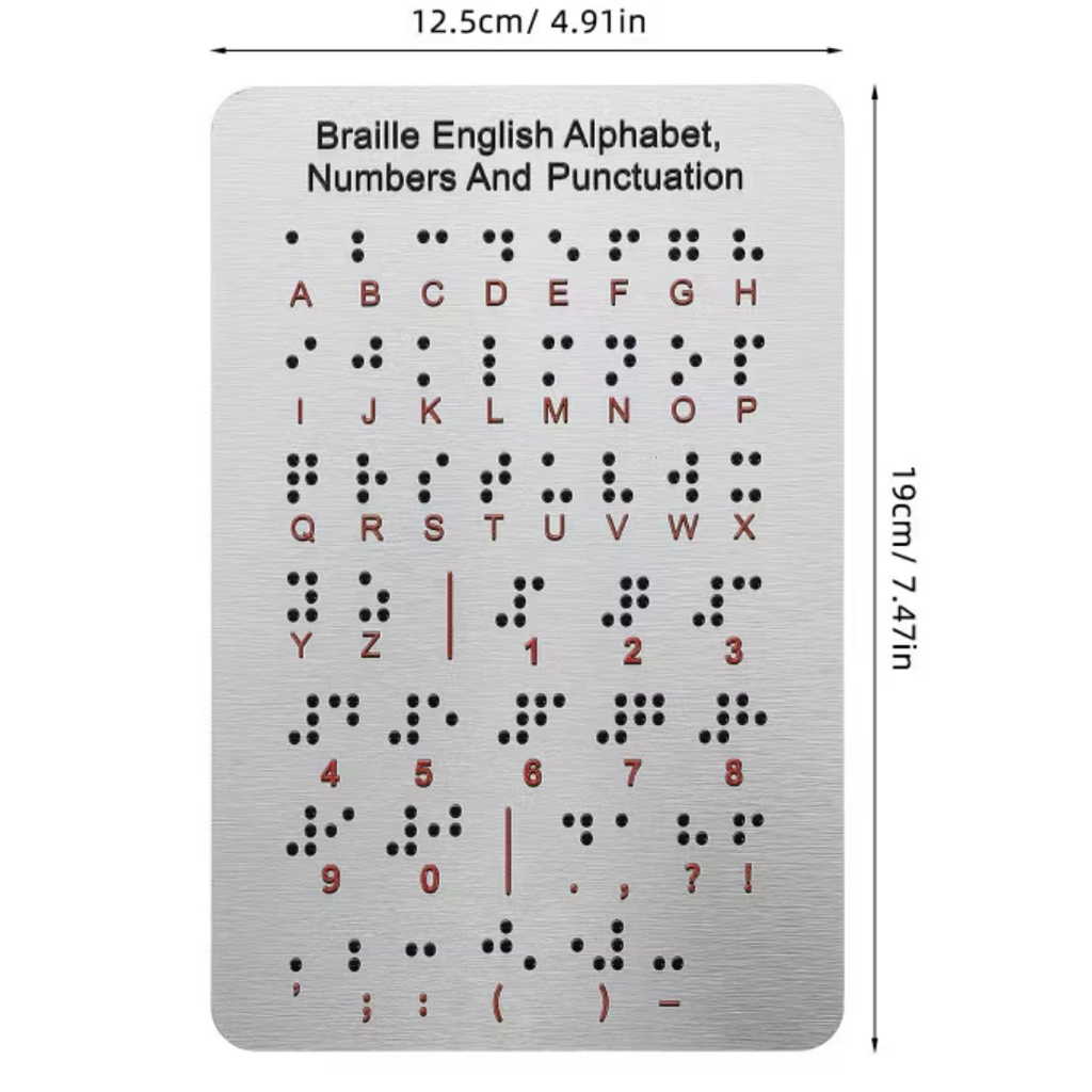 Braille Alphabet Board With Raised Dots Stainless Steel Numbers Punctuation Braille Learning ...