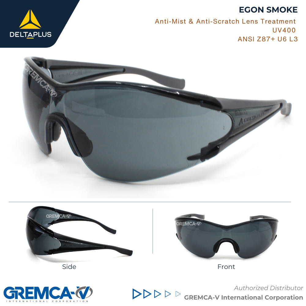 Delta Plus EGON SMOKE Dark Shades Safety Glasses Motorcycle Sunglasses ...