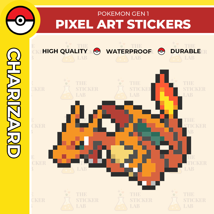 The Sticker Lab - Pokemon Pixel Stickers - #0006 CHARIZARD (High ...