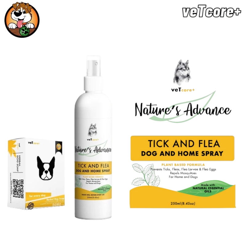 Vet Core + Nature's Advance Tick & Flea Spray 250ml for dog&cat and ...