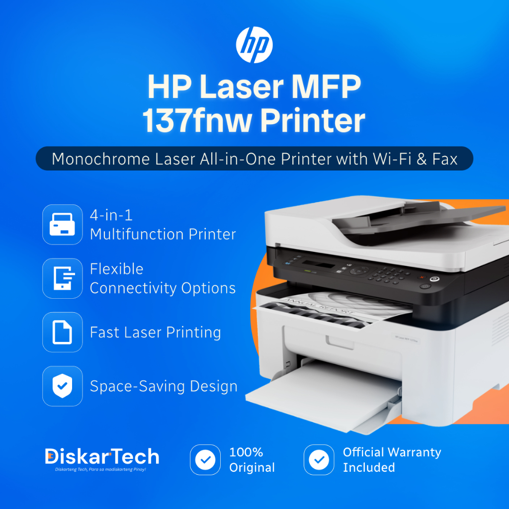 HP Laser MFP 137FNW Printer (4ZB84A) | Shopee Philippines