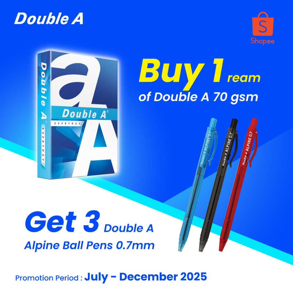 Double A Bond Paper A3 70GSM 500 Sheets FREE 3 pcs Alpine Ballpen ...