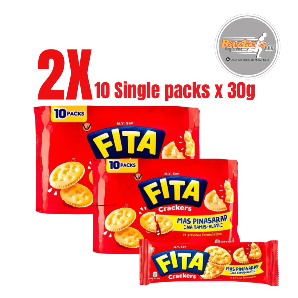 M.Y SAN FITA CRACKERS / 2 bags / 10 single packs x 30g by Bazkets ...