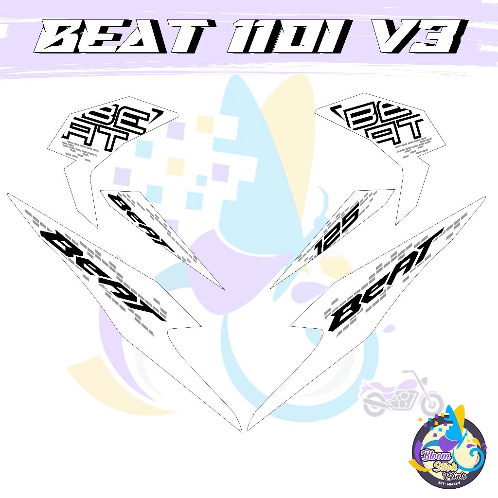 HONDA BEAT 110i V3 NEW INDO STRIPPING TRANSPARENT DECALS STICKER ...