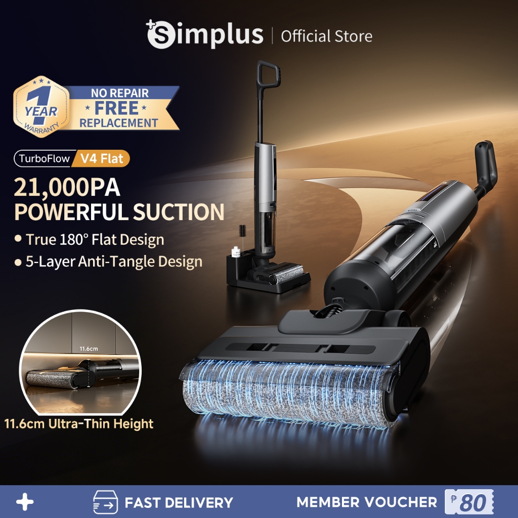 Simplus Wet & Dry Vacuum Cleaner 180° Flat Lying Mopping Floor Cleaner ...
