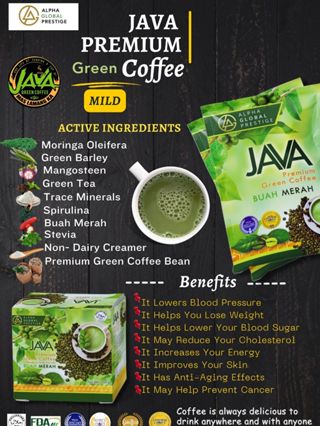 JAVA GREEN COFFEE (Natural) 10 Sachets – Energy Boost & Detox Drink ...
