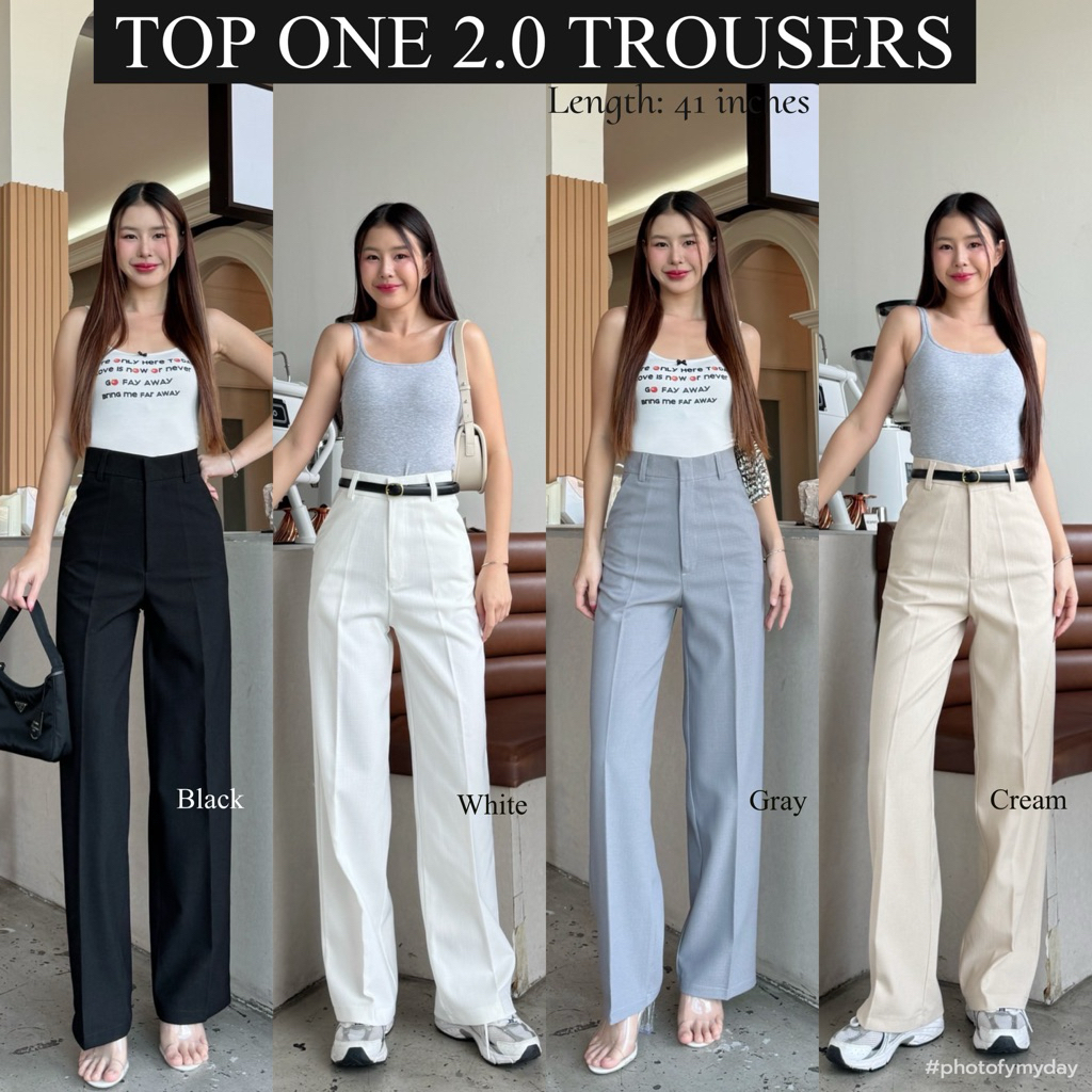 TOP ONE HIGH FIVE HIGH WAIST TROUSERS | Shopee Philippines