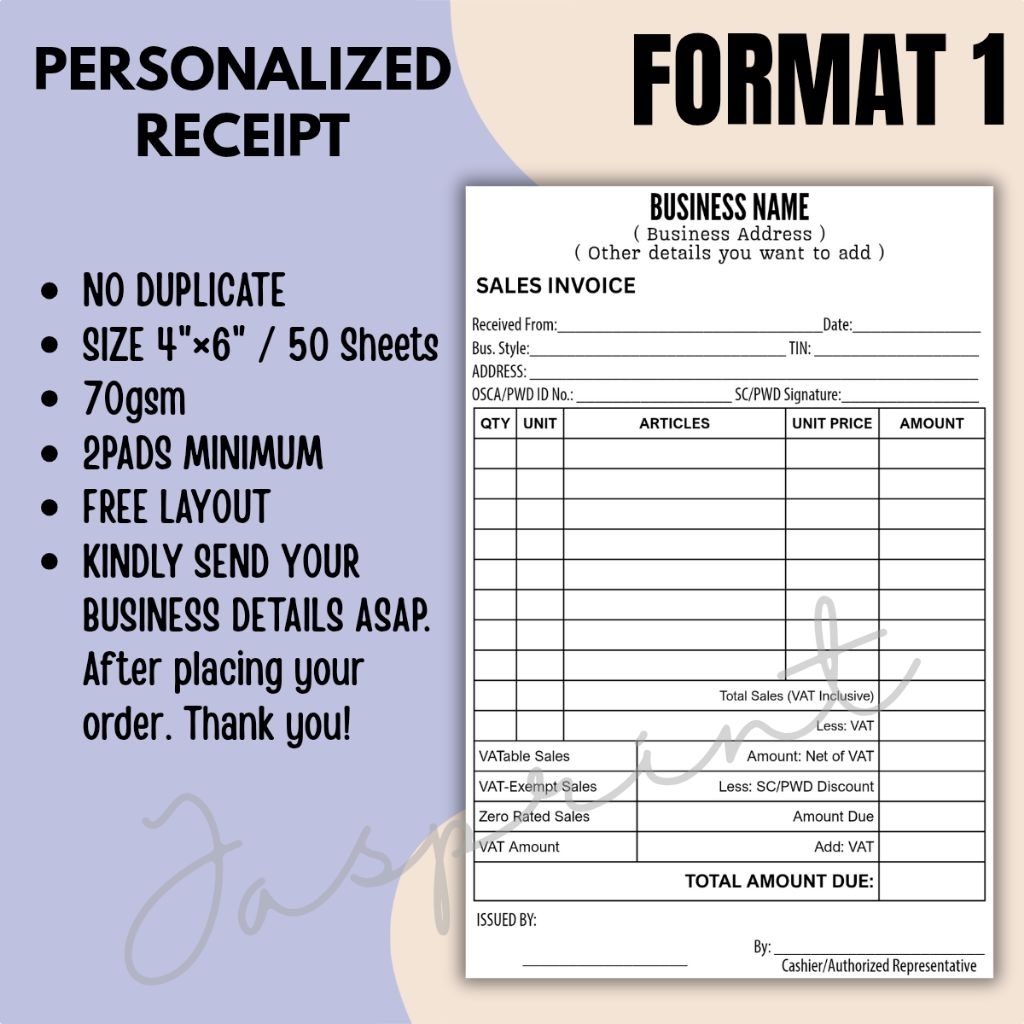 2pads SALES INVOICE/ACKNOWLEDGEMENT RECEIPT | Shopee Philippines