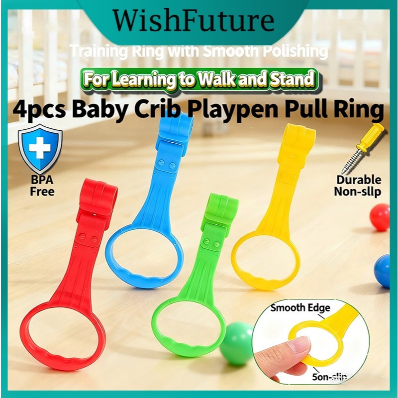 4Pcs Baby Playpen Pull Ring with Smooth Polishing for Learning to Walk ...