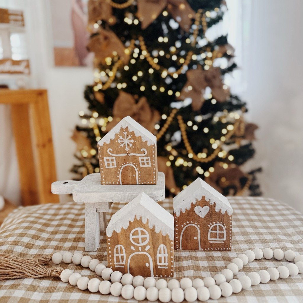 Gingerbread Snow Houses Thick Solid Wood (Thomas) | Shopee Philippines