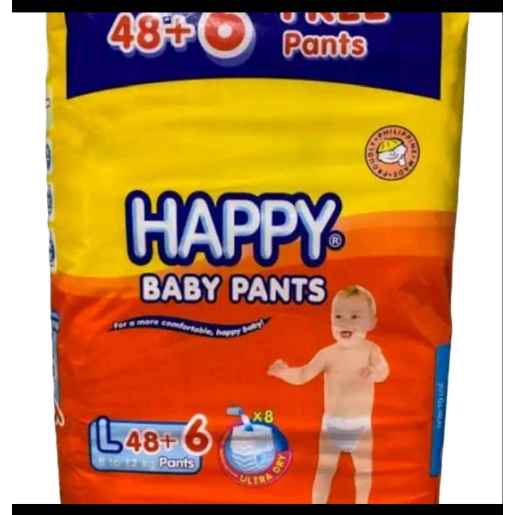 Happy Pants Diaper L 48+6pcs | Shopee Philippines