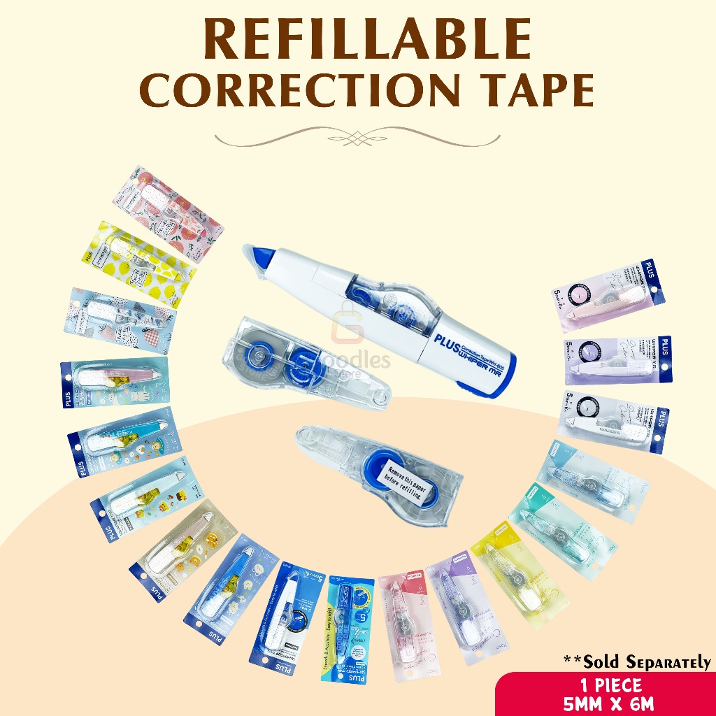 PLUS Whiper MR Mini Roller Correction Tape Refillable 5mm x 6m White ...