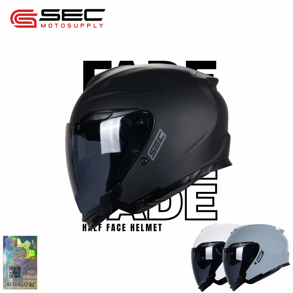 SEC Helmet for Motorcycle Half Face Helmet FADE Gloss/Matte (M-XL ...