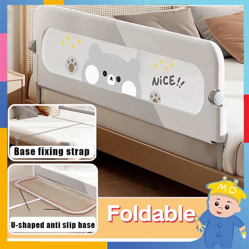 Baby Bed Fence Foldable Baby Bed Fence Adjustable Height Gears Anti ...