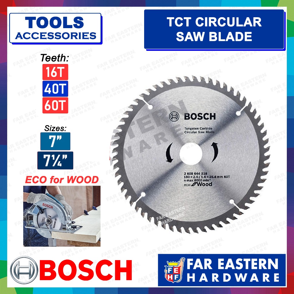 BOSCH TCT Circular Saw Blade 7" | 7¼" 16T | 40T | 60T coolteQ | Eco for ...