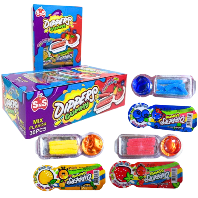 30pcs Dippers Gummy Chewy Candy with Sour Candy Dip SUGAR CRASH ...