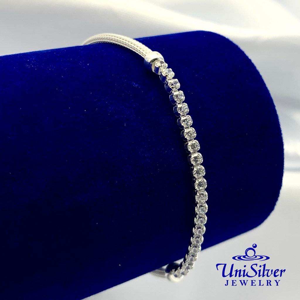 Unisilver 925 Sterling Silver CZ Half Eternity Lady's Bracelet (BS282 ...
