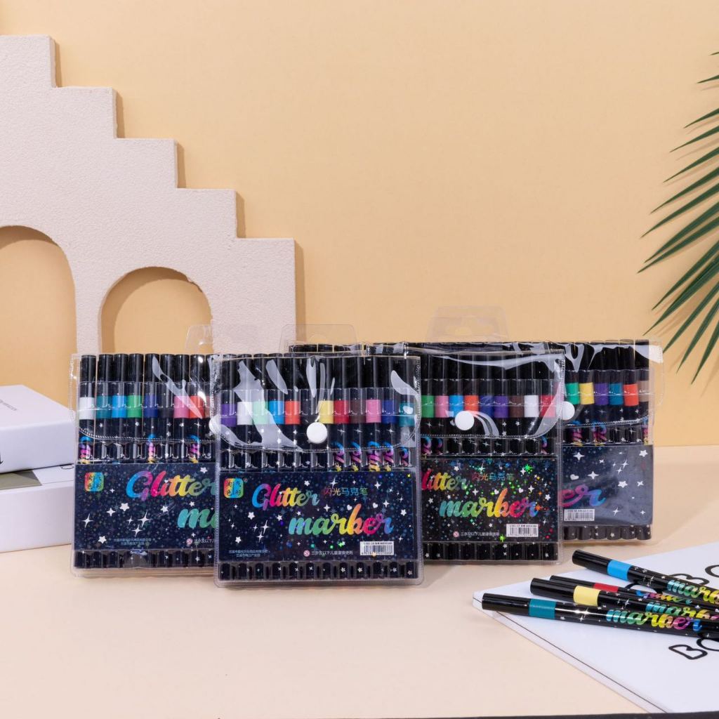 KAP.CAT GLITTER MARKER PEN 12/24/36/48 COLORS drawing party/office ...