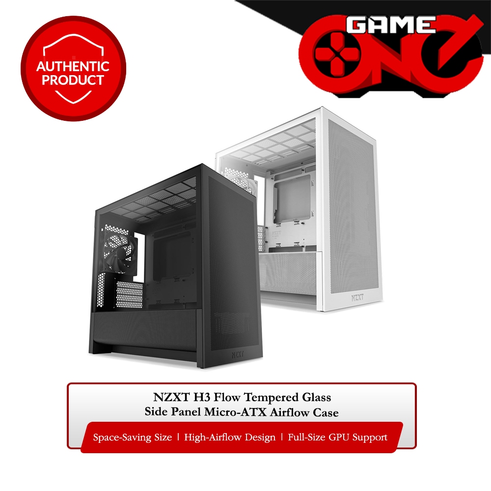 NZXT H3 Flow Tempered Glass Side Panel Micro-ATX Airflow PC Case ...