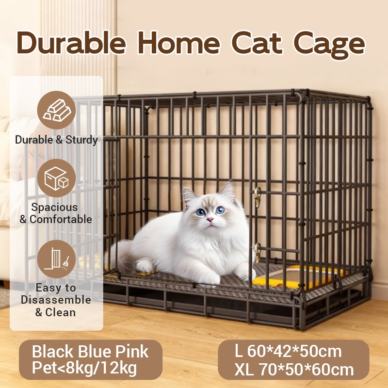 Cat Cage Foldable Home Pet Cat Dog Rabbit Cage Spacious Sturdy with ...