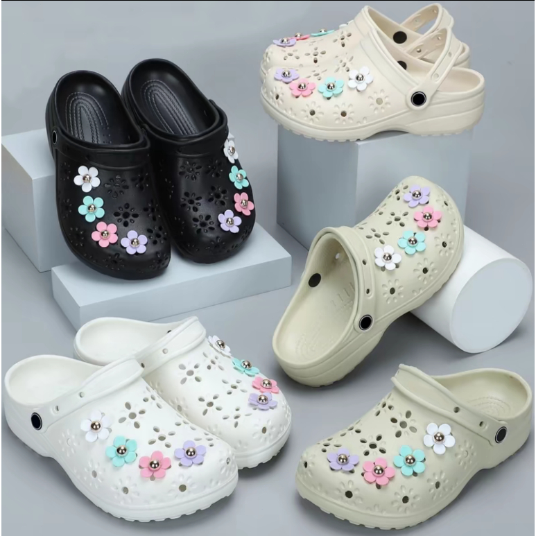 (FREE 4 PCS RANDOM JIBBITZ) New Clogs For Women Original Classic Floral ...