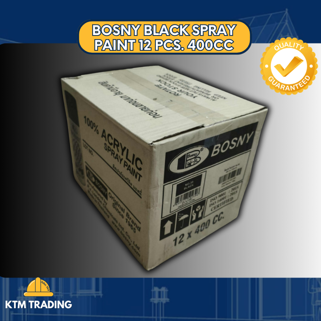 BOSNY Black Spray Paint 400cc (12pcs) – 100% Original | Shopee Philippines