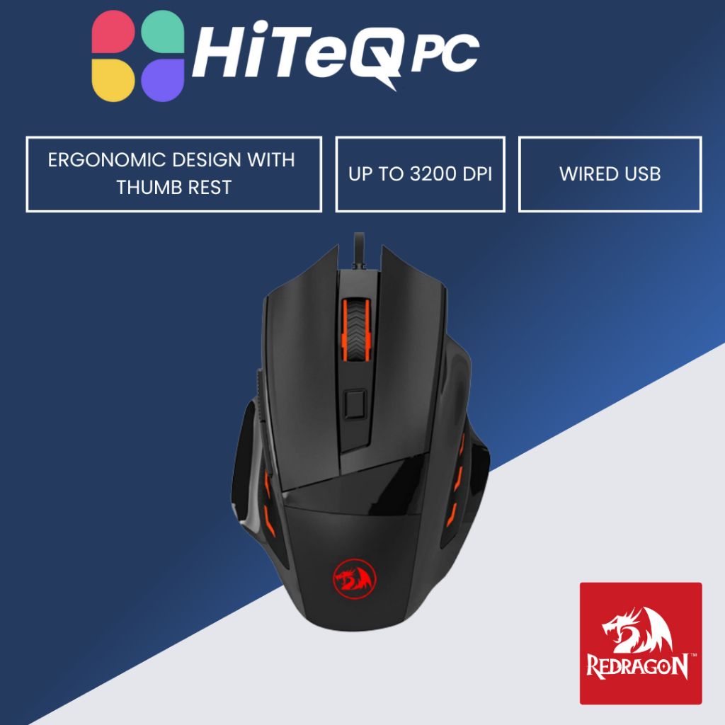 HiteqPC | Redragon M609 Phaser RGB Wired Gaming Mouse (Black) | Shopee ...