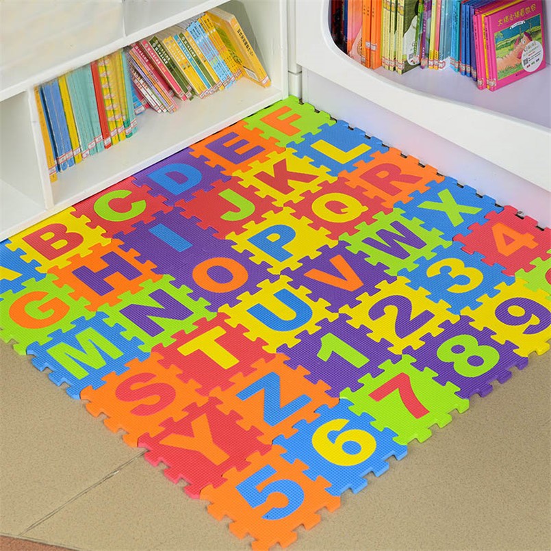 36Pcs/Set Puzzle Learning Mats Alphabet Number EVA Foam Child Kids Play ...