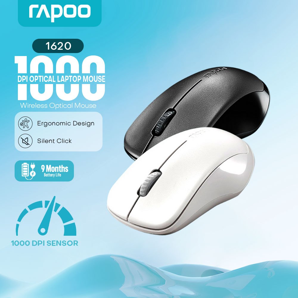 Rapoo 1620 Wireless Optical Mouse for Laptop 1000DPI 2.4G USB | Shopee ...