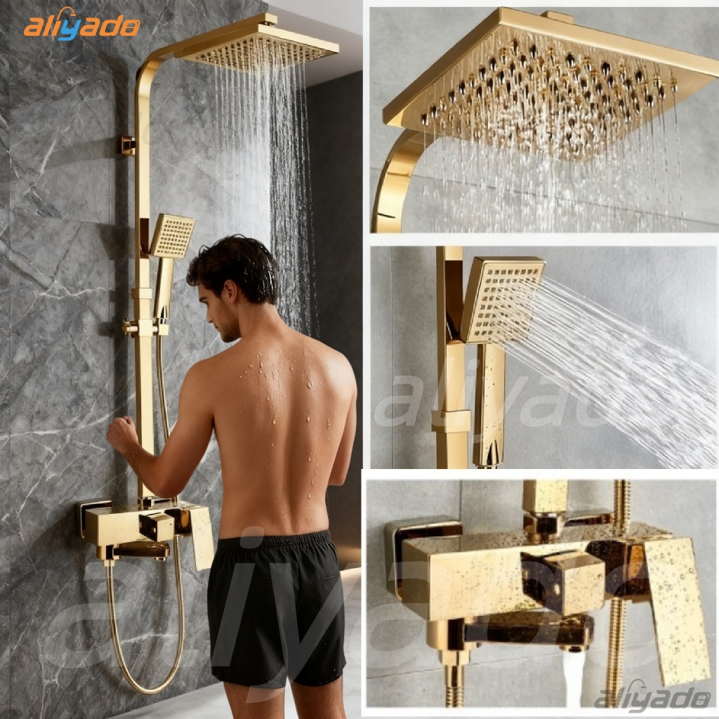 2025 NEW 3-in-1 Shower sets Luxury Gold Brass Bathroom Faucet Tap Wall ...