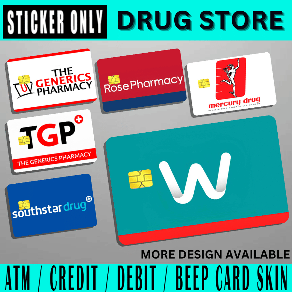 DRUG STORE Card Sticker Skin - Vinyl Matte Laminated Waterproof Scratch ...