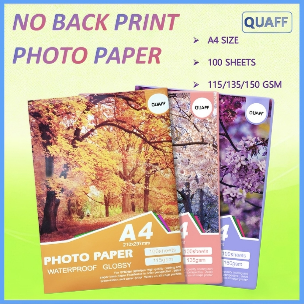 Quaff No Back Print Glossy Paper Inkjet A4 Size 115gsm 135gsm 150gsm ...
