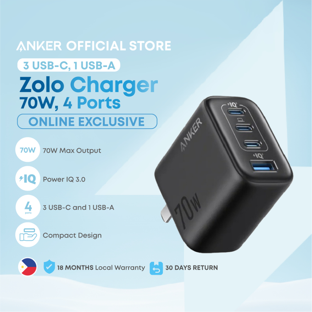 Anker Zolo 70W Output 4-Port Type C Charger Block, Fast Charging ...
