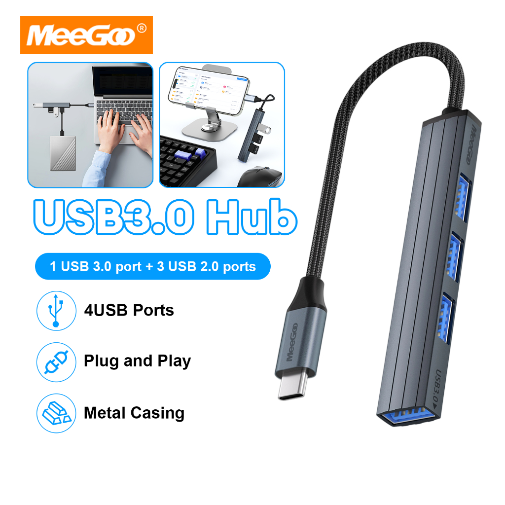 MeeGoo USB 3.0 Hub 4 Ports USB Type-C Splitter Ultra-Slim USB Expander ...