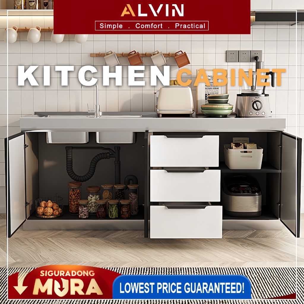 ALVIN Stainless Steel Kitchen Sink Cabinet Set Simple Gas Stove Storage ...