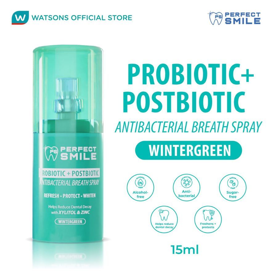 PERFECT SMILE Probiotic+Postbiotic Antibacterial Breath Spray ...