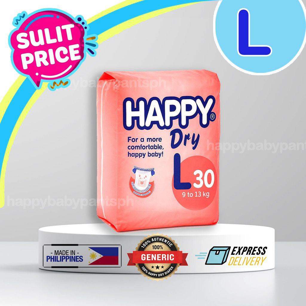 Happy Dry Diapers Large 30's - Magic Tape & Cloth-like | Shopee Philippines