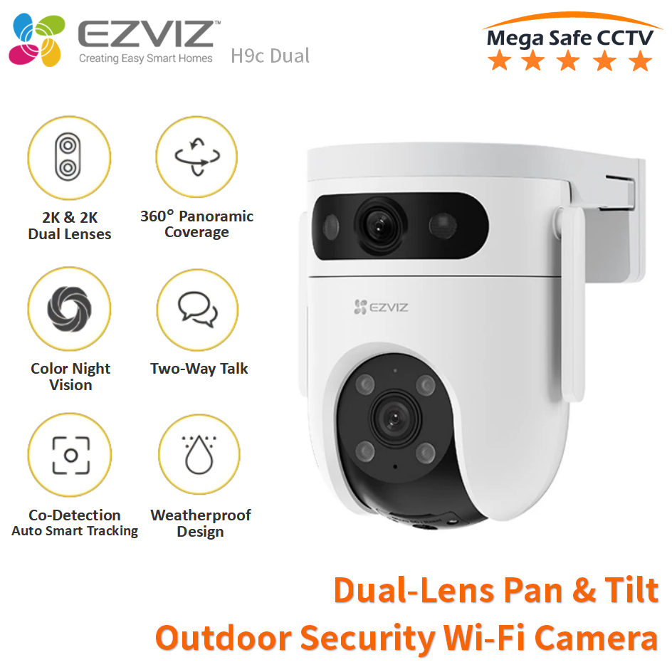 EZVIZ H9c DUAL 2K & 2K Dual-Lens 3MP Pan & Tilt Wi-Fi Camera ...
