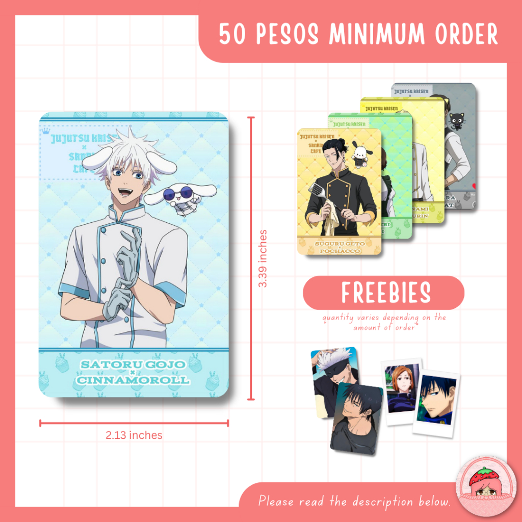 JUJUTSU KAISEN JJK X SANRIO CAFE ANIME PC PHOTOCARD UNOFFICIAL FANMADE ...