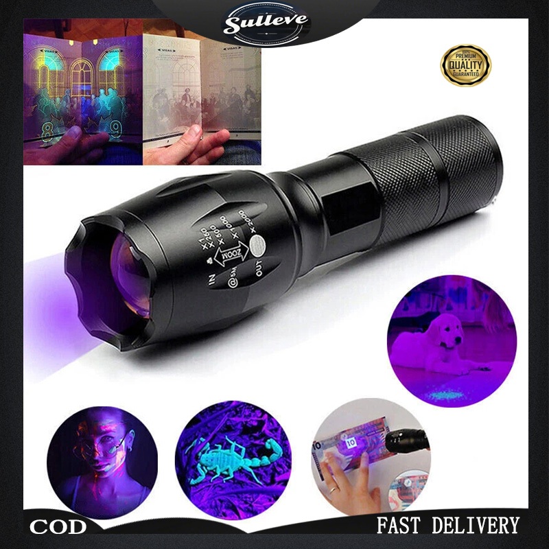 (COD)G700 LED Zoom UV Flashlight 395nm Purple Torch Adhesive Curing ...