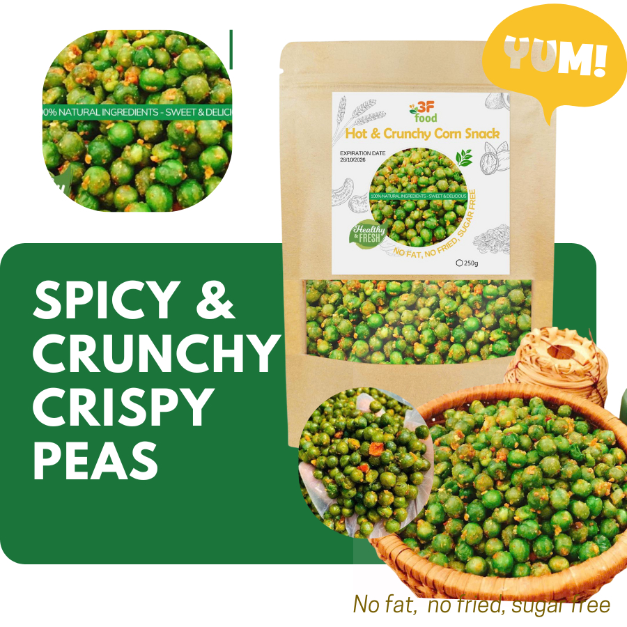 [SPICY & CRUNCHY] Crispy Roasted Peas Garlic & Chili Flavor | Healthy ...