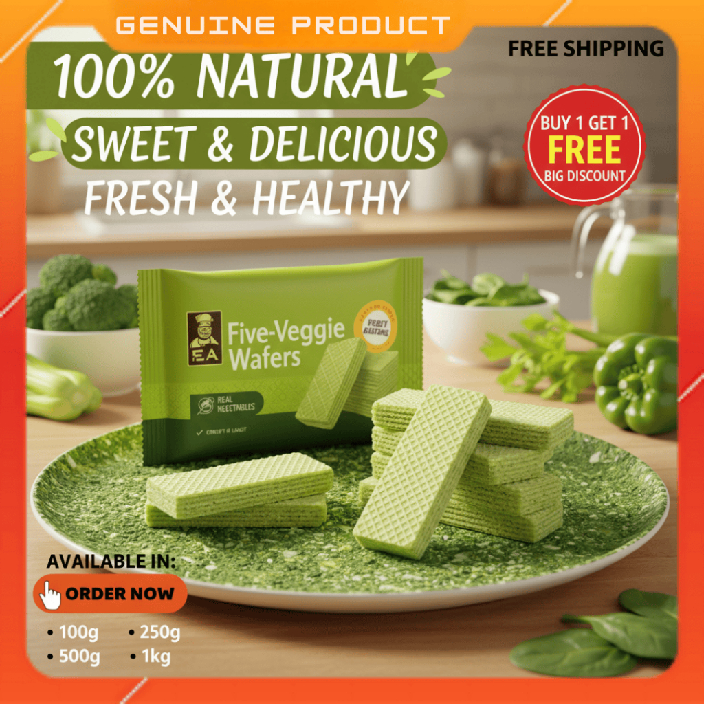 Halal Vegetable Wafers Snack – 5 Green Veggies | Healthy Crispy Treat ...