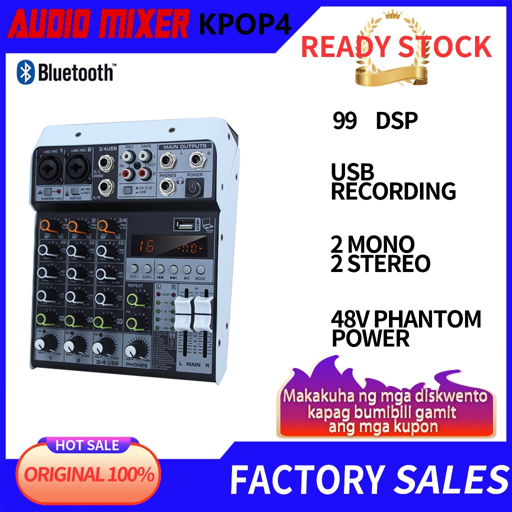 Aibedo KPOP4 Channel Mixer Audio 99 DSP PC Sound card Bluetooth USB MP3 ...